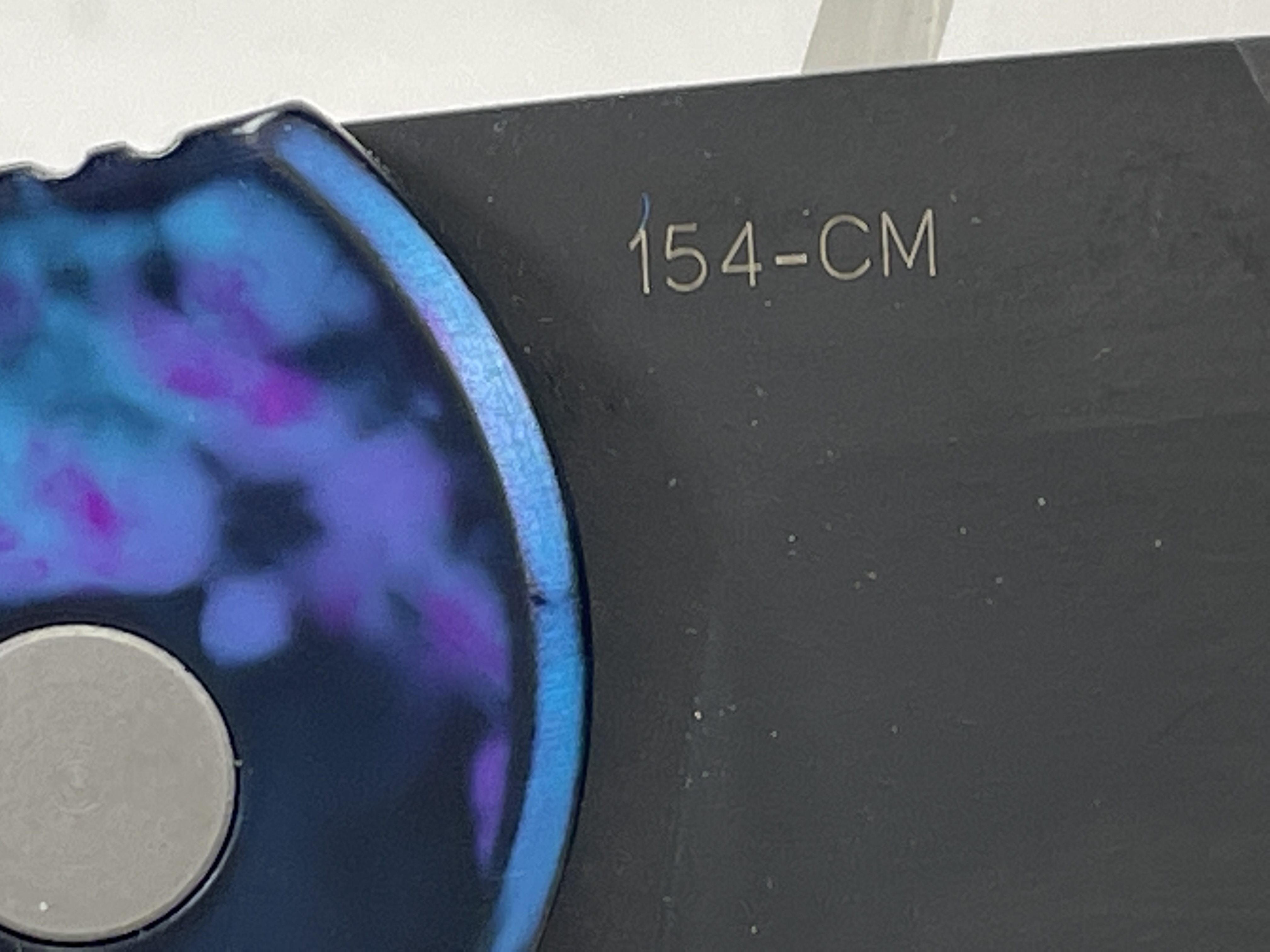 PRO-TECH USA #159 Black Coated 154-CM Blue & Purple Automatic MINT