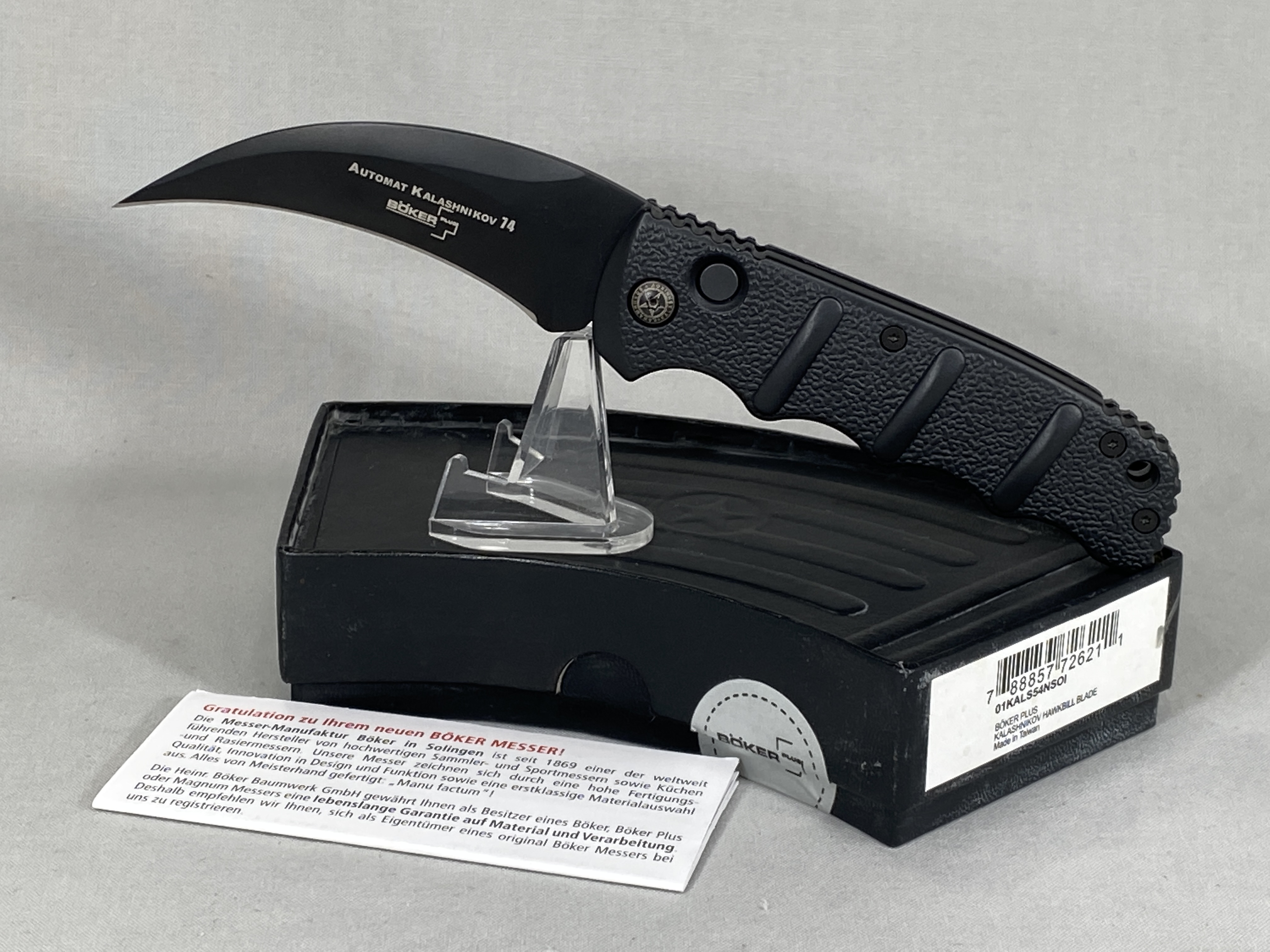 BOKER PLUS Taiwan 01KALS54NSOI Kalishnikov 74 Hawkbill Automatic MINT ...