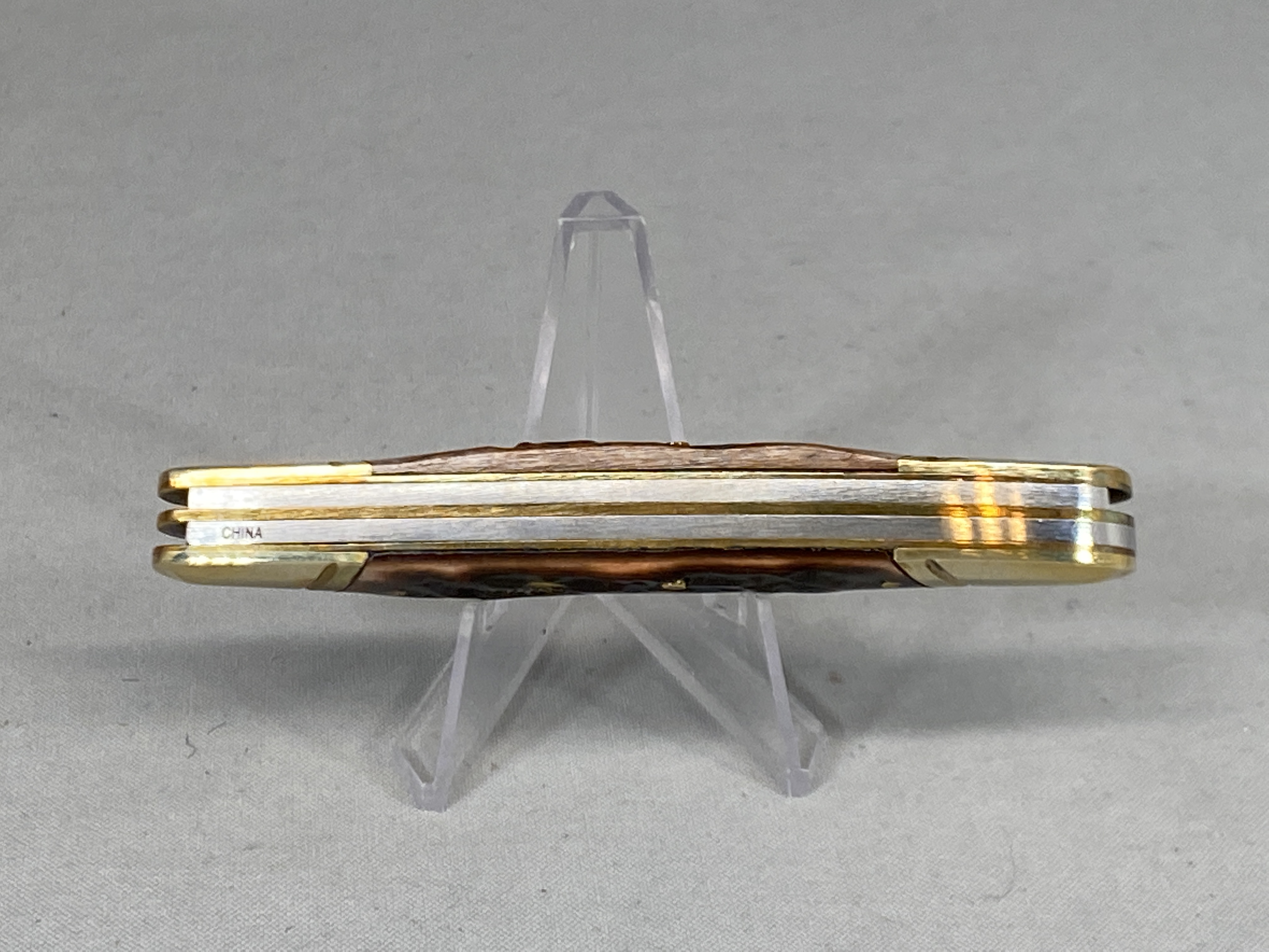 JOSEPH ROGERS & SONS China SS Jigged Bone Stockman Folder MINT