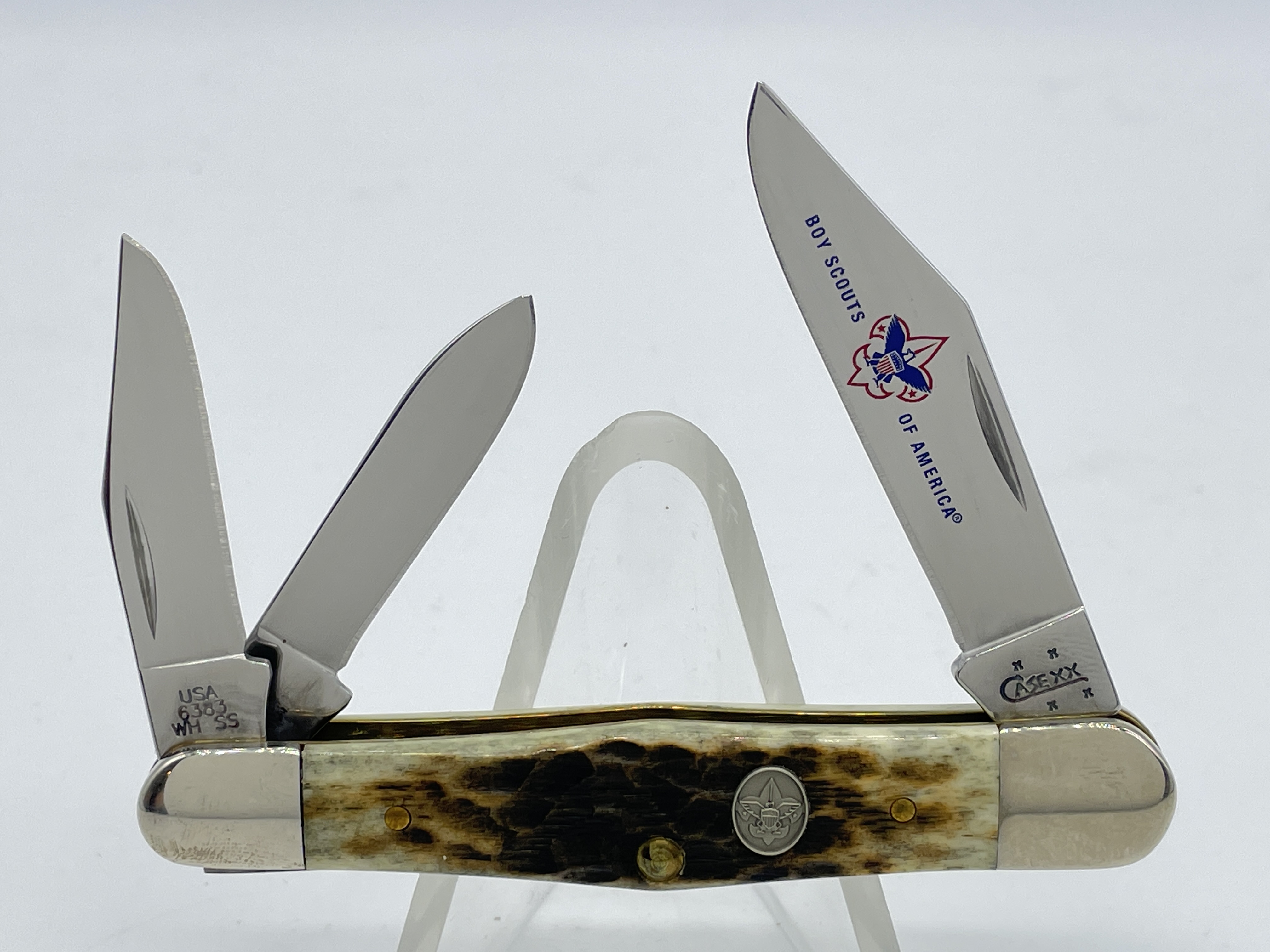 2006 CASE 6383 WH SS Olive Green BOY SCOUTS Splitback Whittler MINT IN BOX