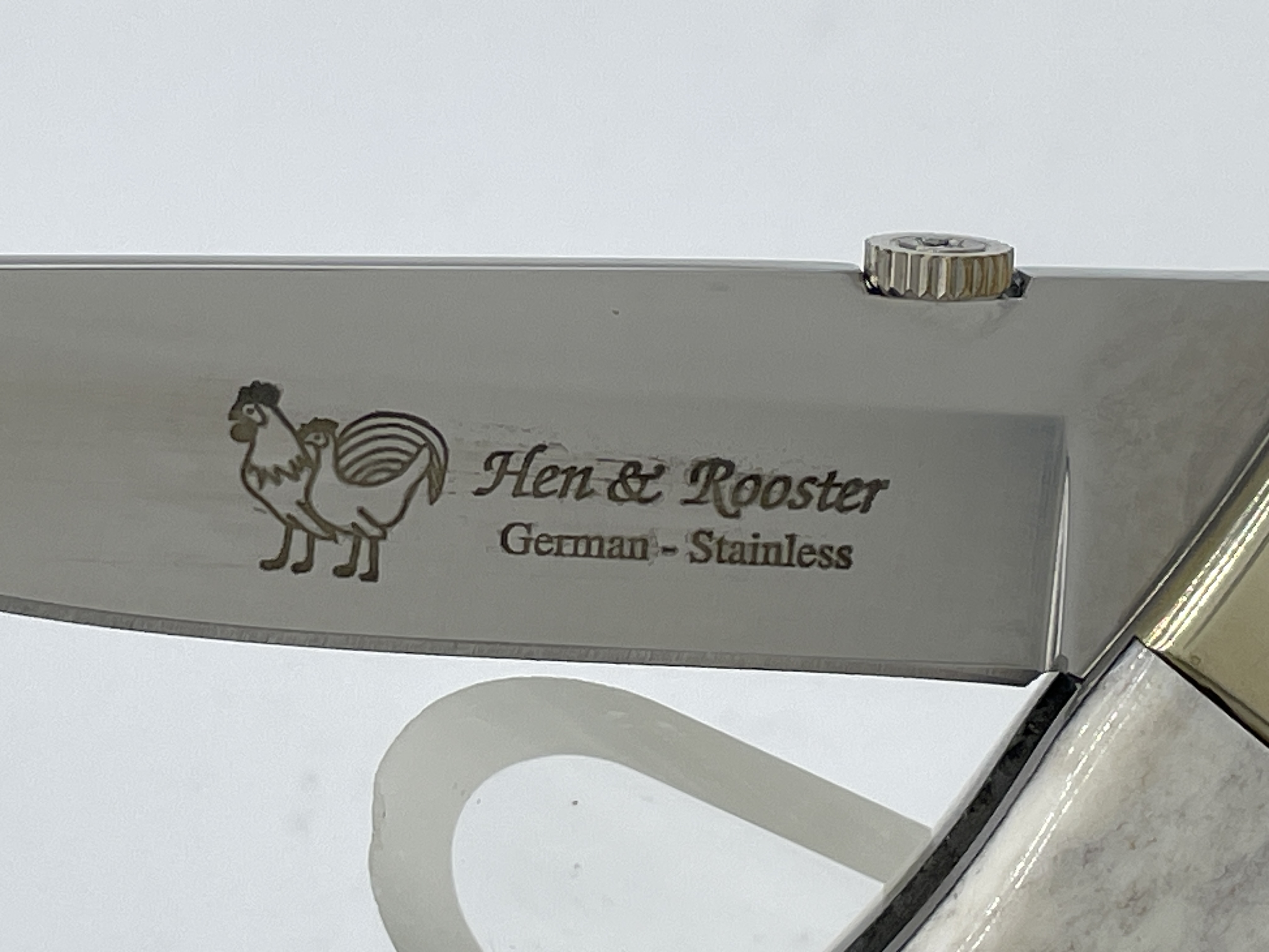 HEN & ROOSTER German Stainless Thumb Disc White Bone Mid Lock MINT