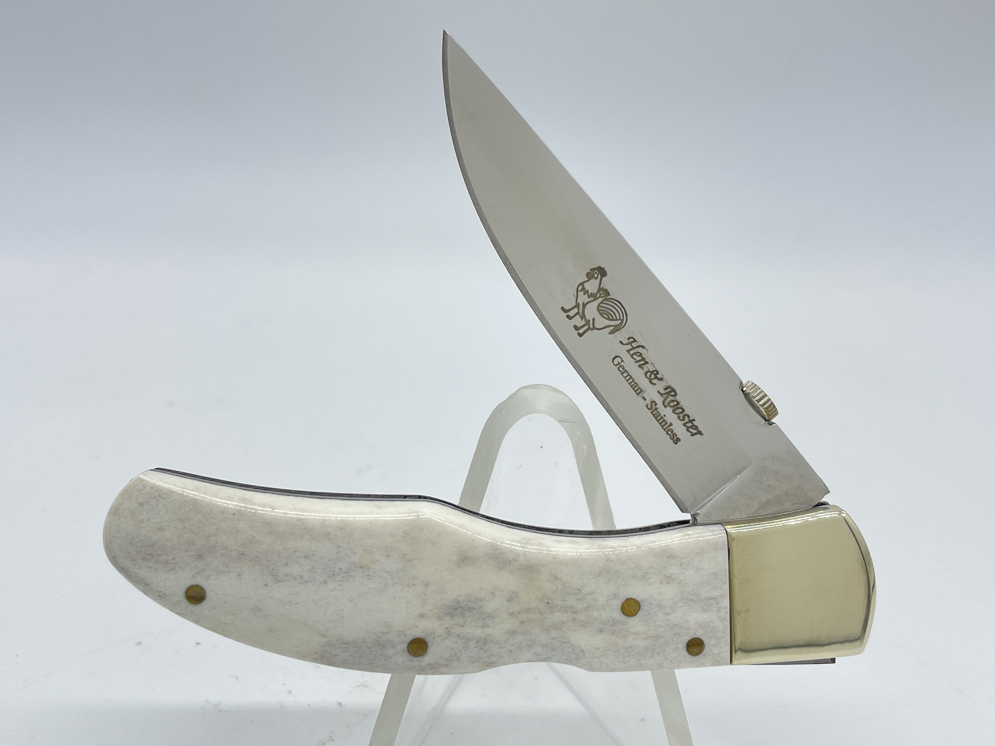 HEN & ROOSTER German Stainless Thumb Disc White Bone Mid Lock MINT