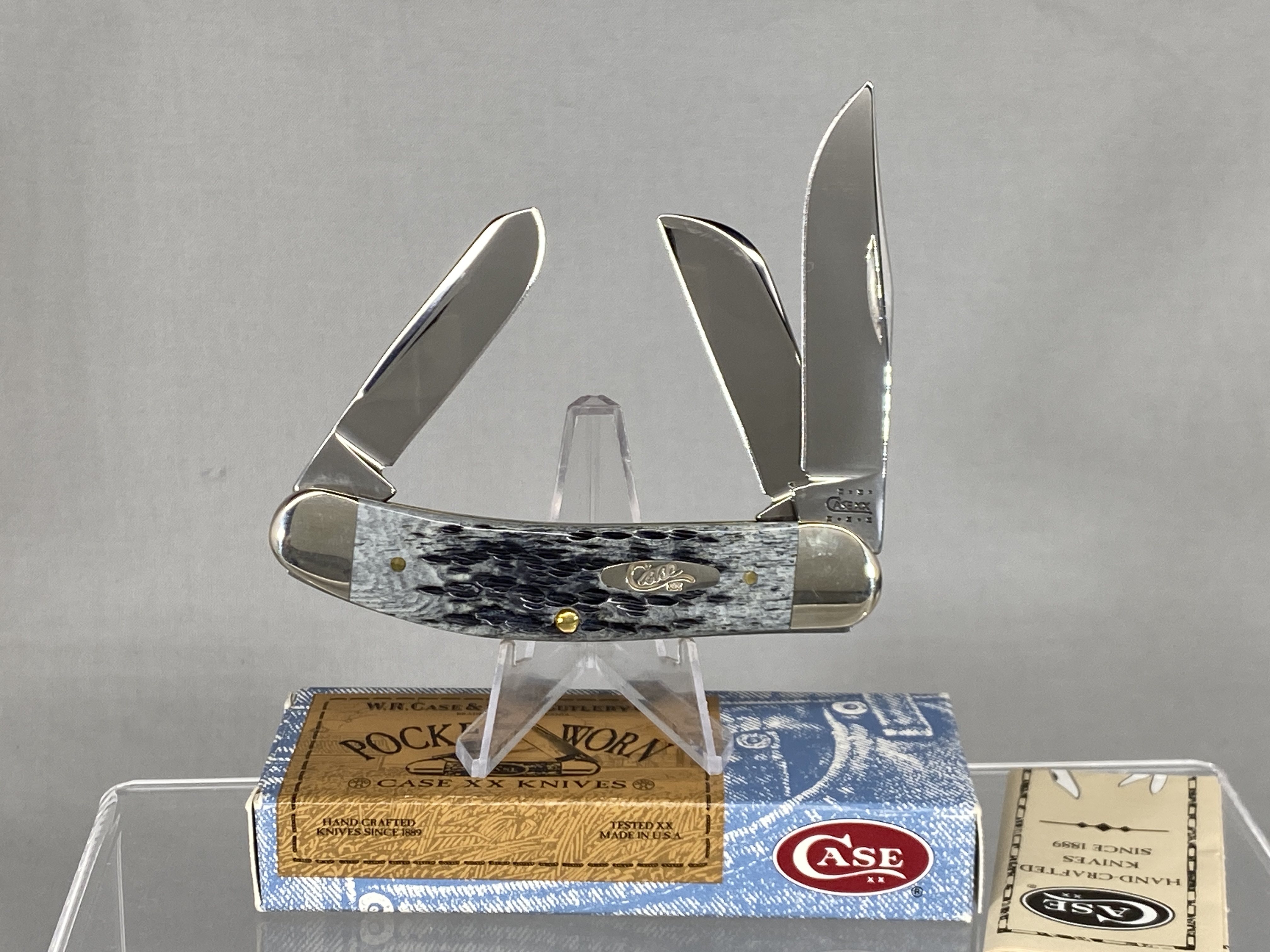 2001 CASE XX USA TB6339 SS Blue Bone Tony Bose POCKET WORN Sowbelly ...