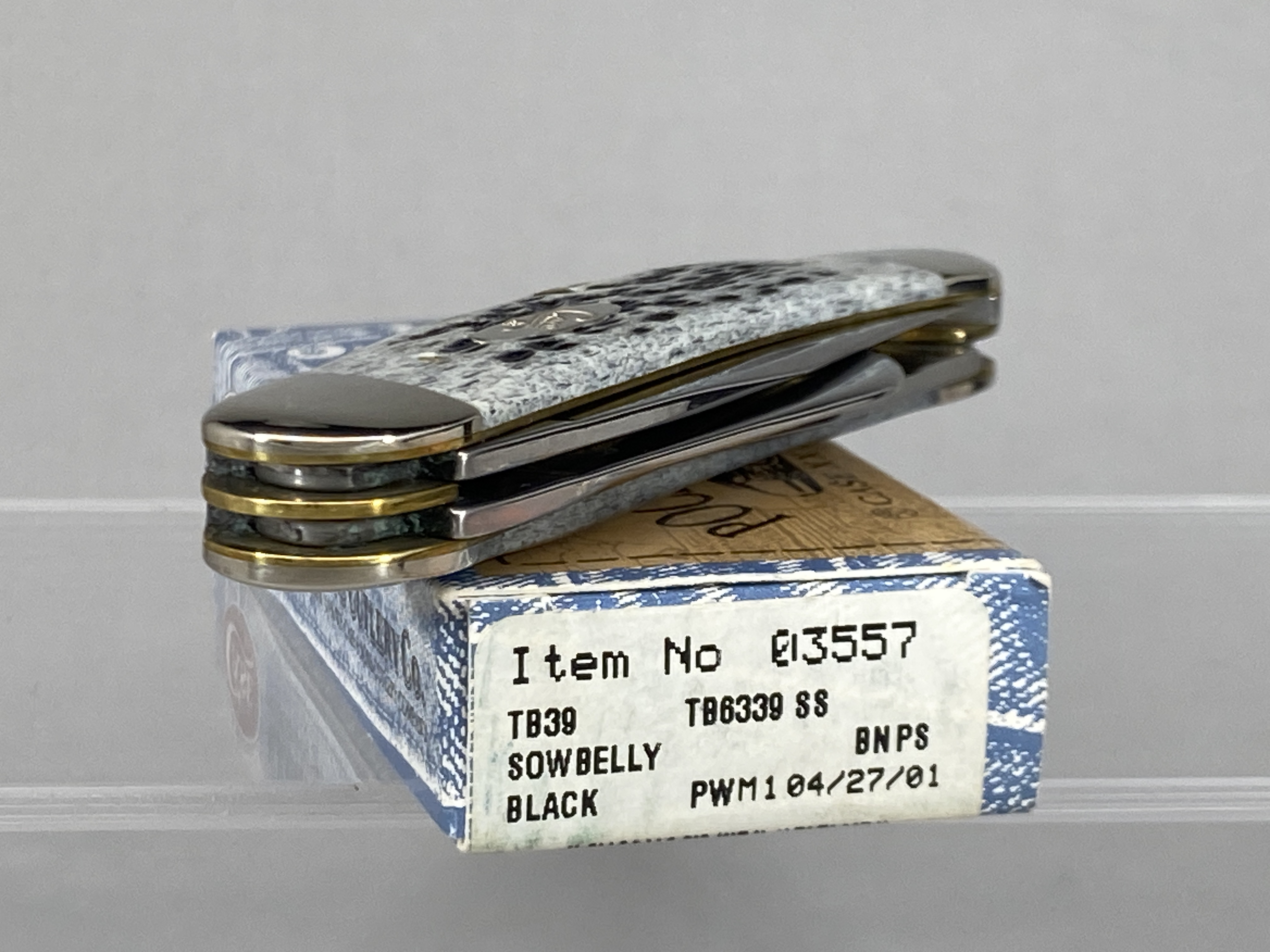 2001 CASE XX USA TB6339 SS Blue Bone Tony Bose POCKET WORN Sowbelly ...