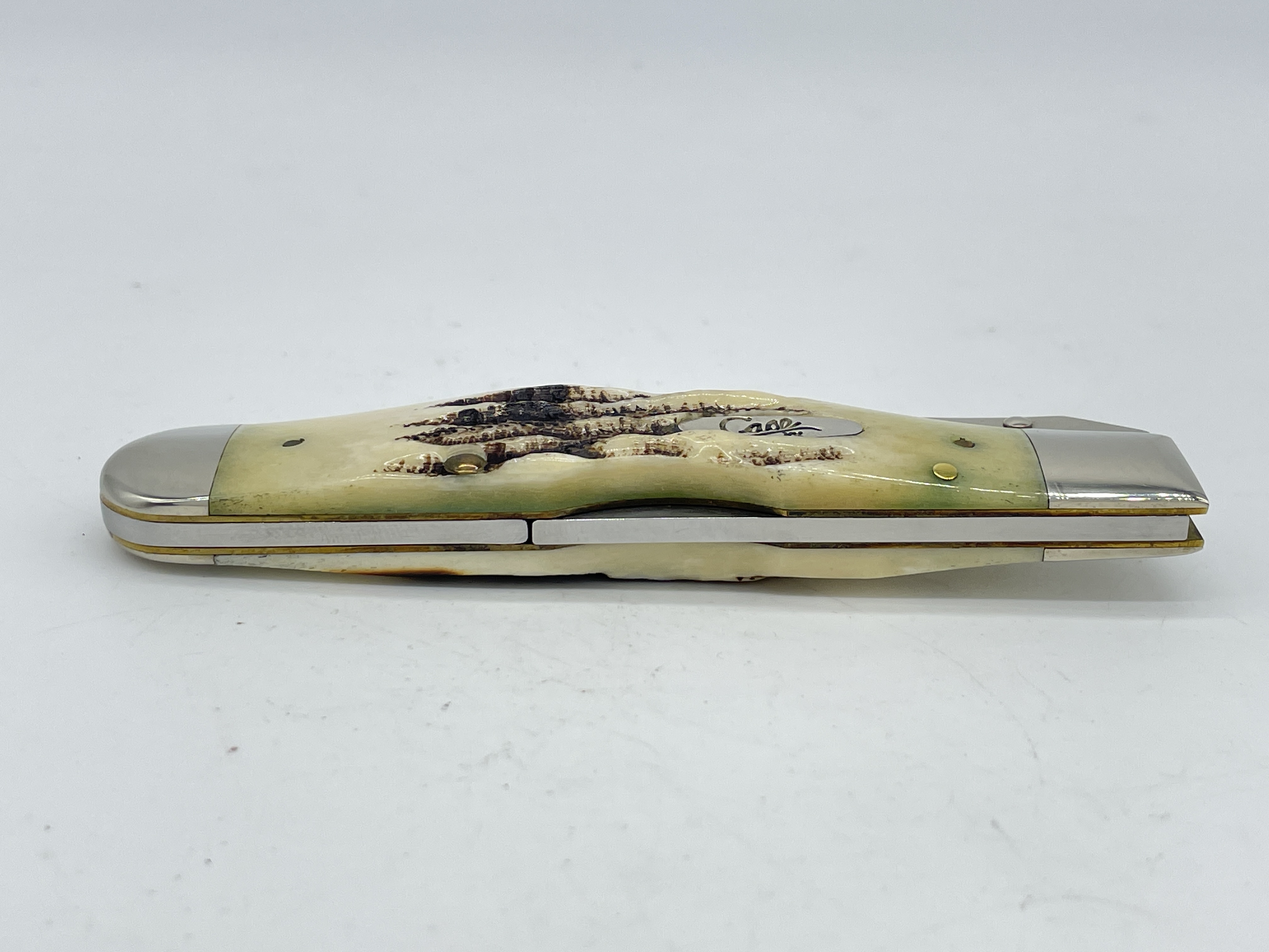 2002 CASE XX USA V6111 1/2L SS Vintage Jigged Bone Cheetah Lockback MINT