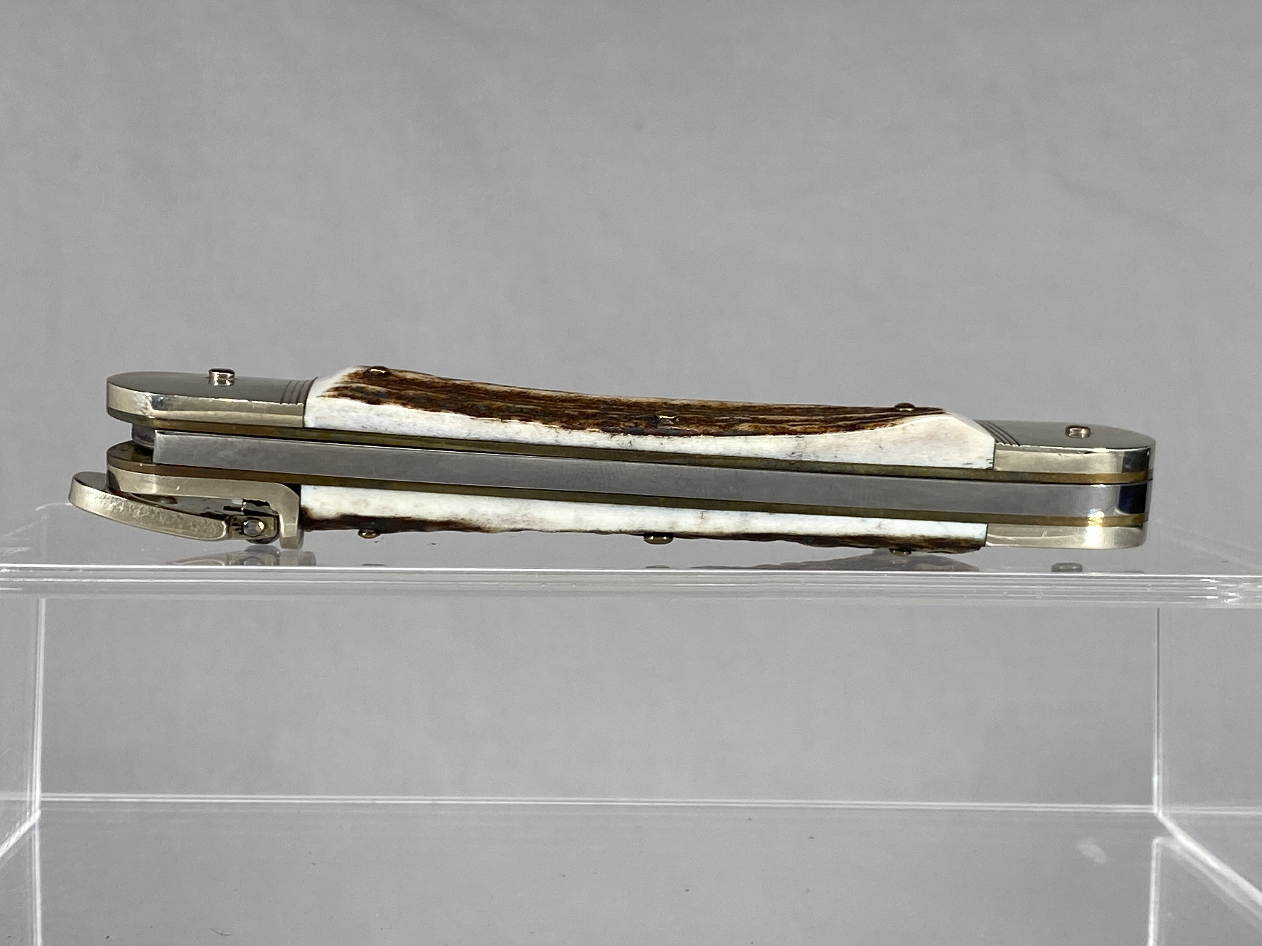 HUBERTUS Solingen SS Stag Handle Single Blade Automatic MINT