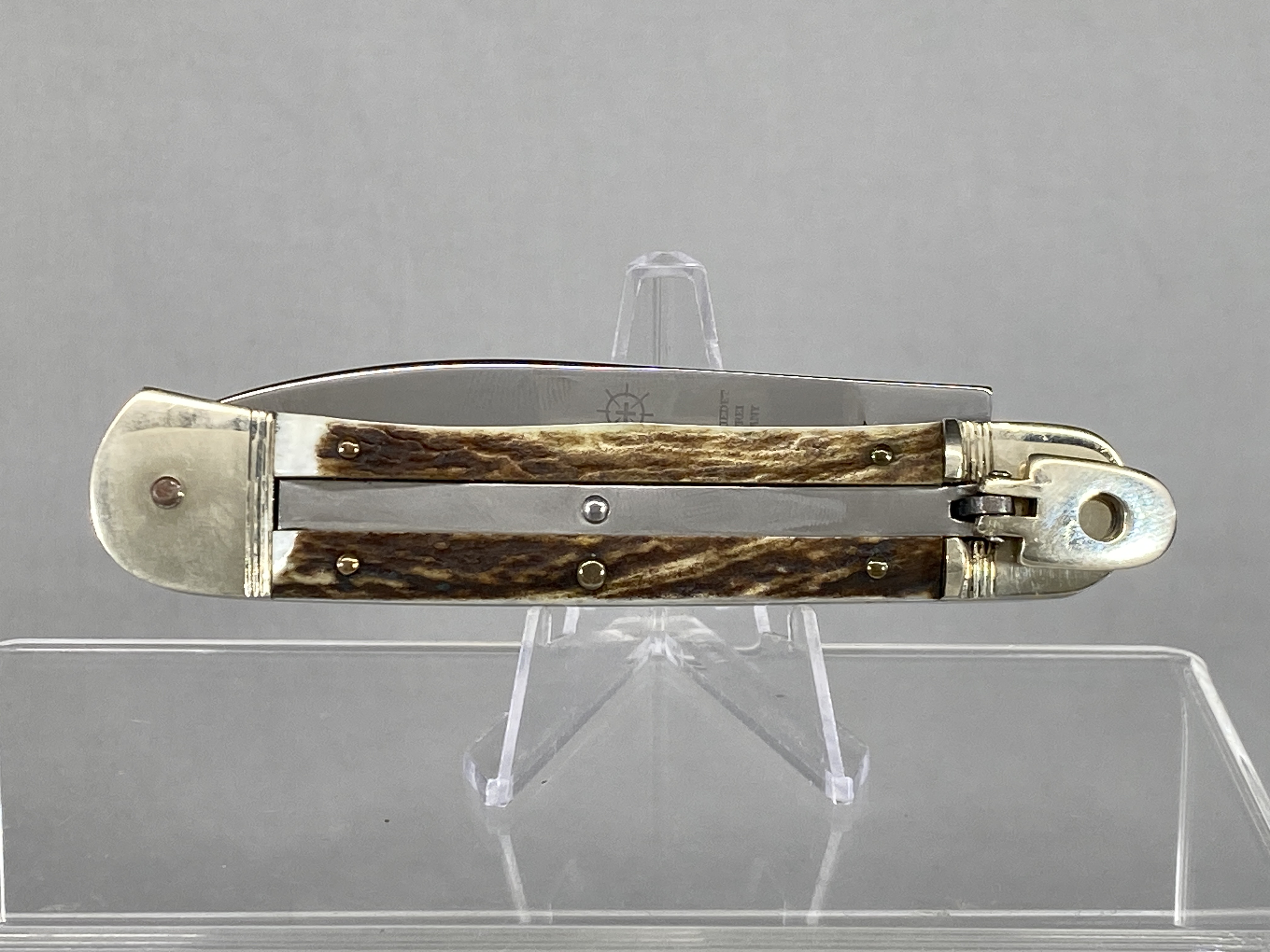HUBERTUS Solingen SS Stag Handle Single Blade Automatic MINT