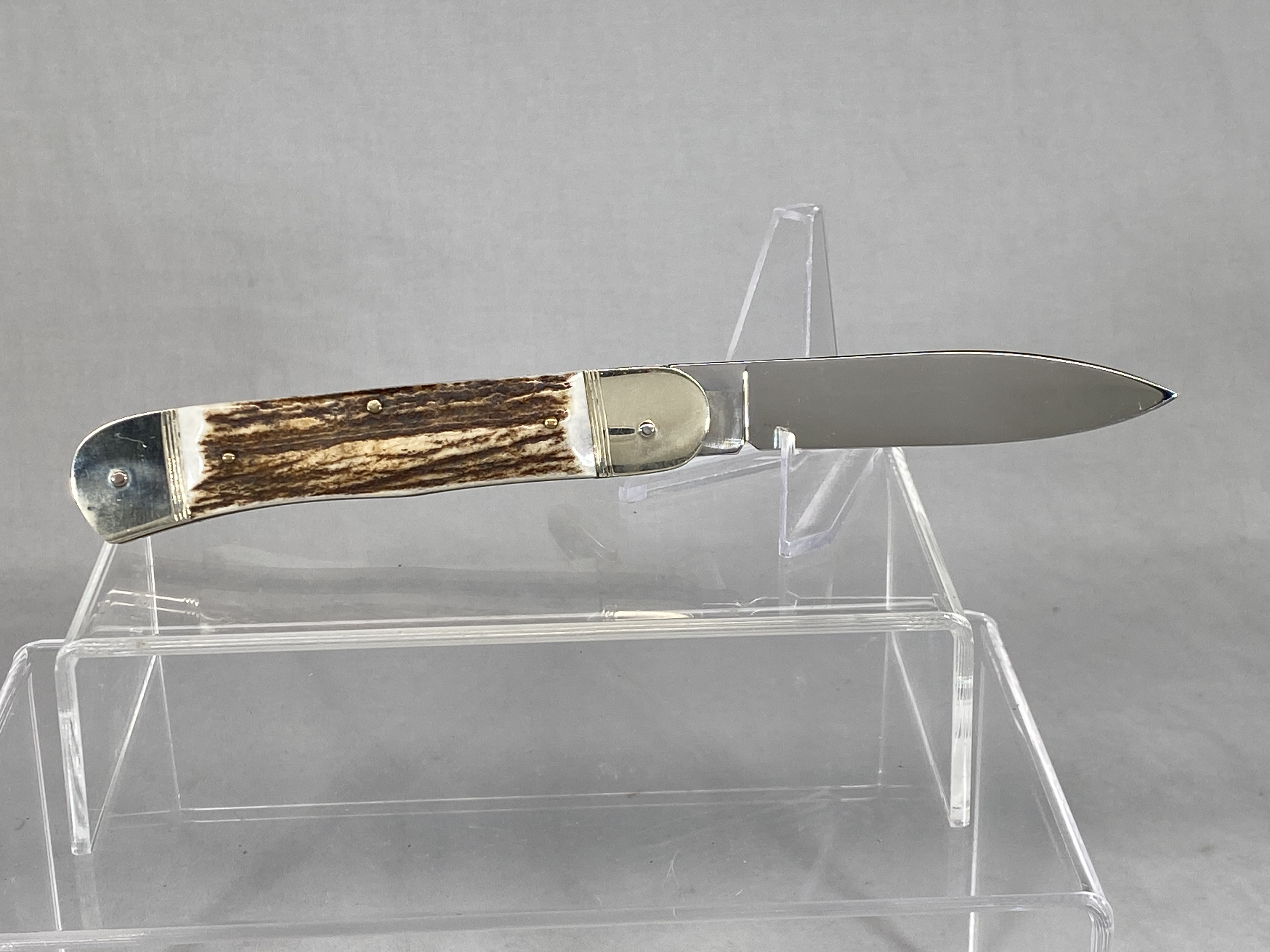 HUBERTUS Solingen SS Stag Handle Single Blade Automatic MINT