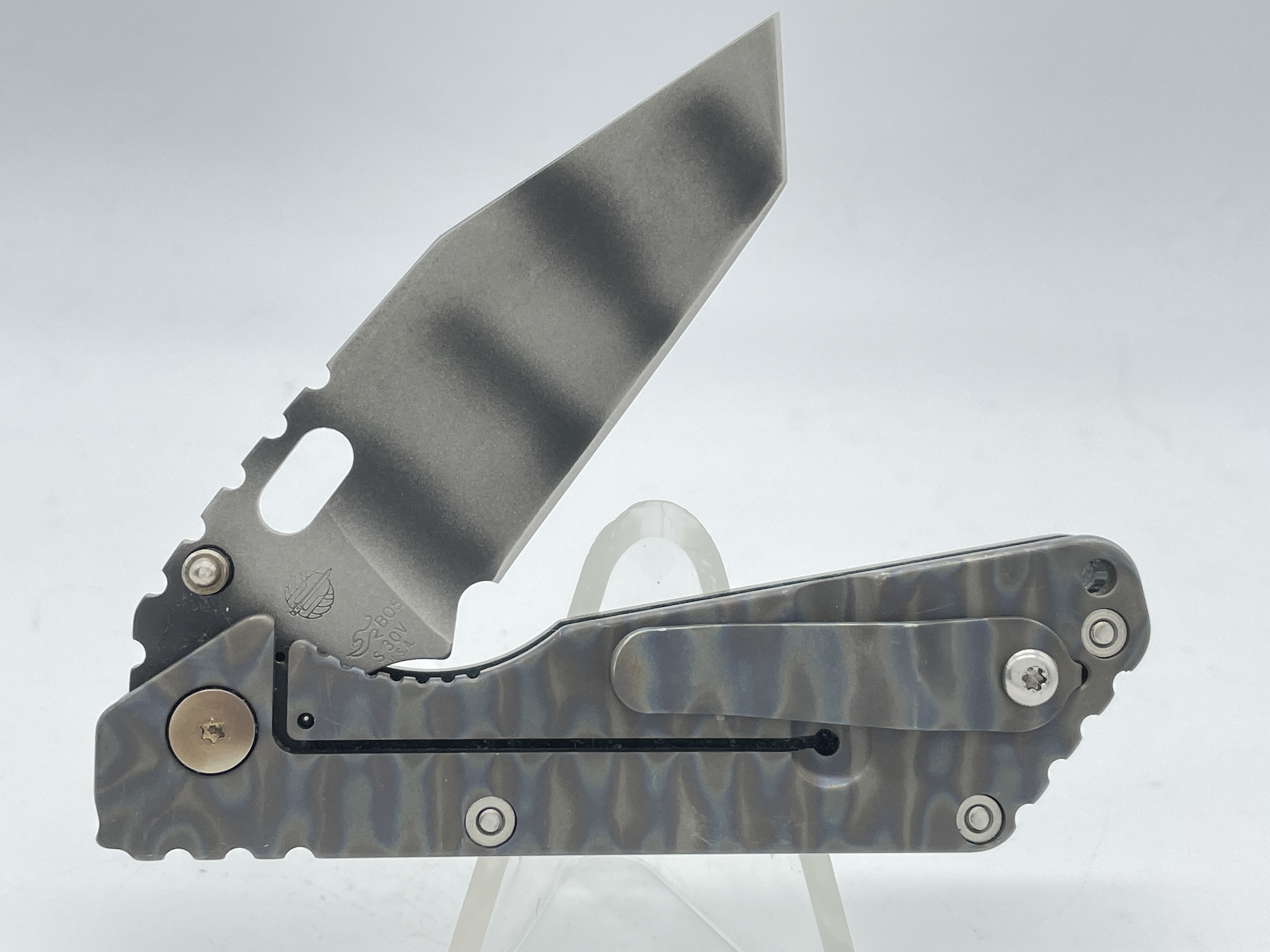 Rare Early STRIDER Gen 1 G10 Tiger Stripe S30V SnG Frame Lock MINT IN ...