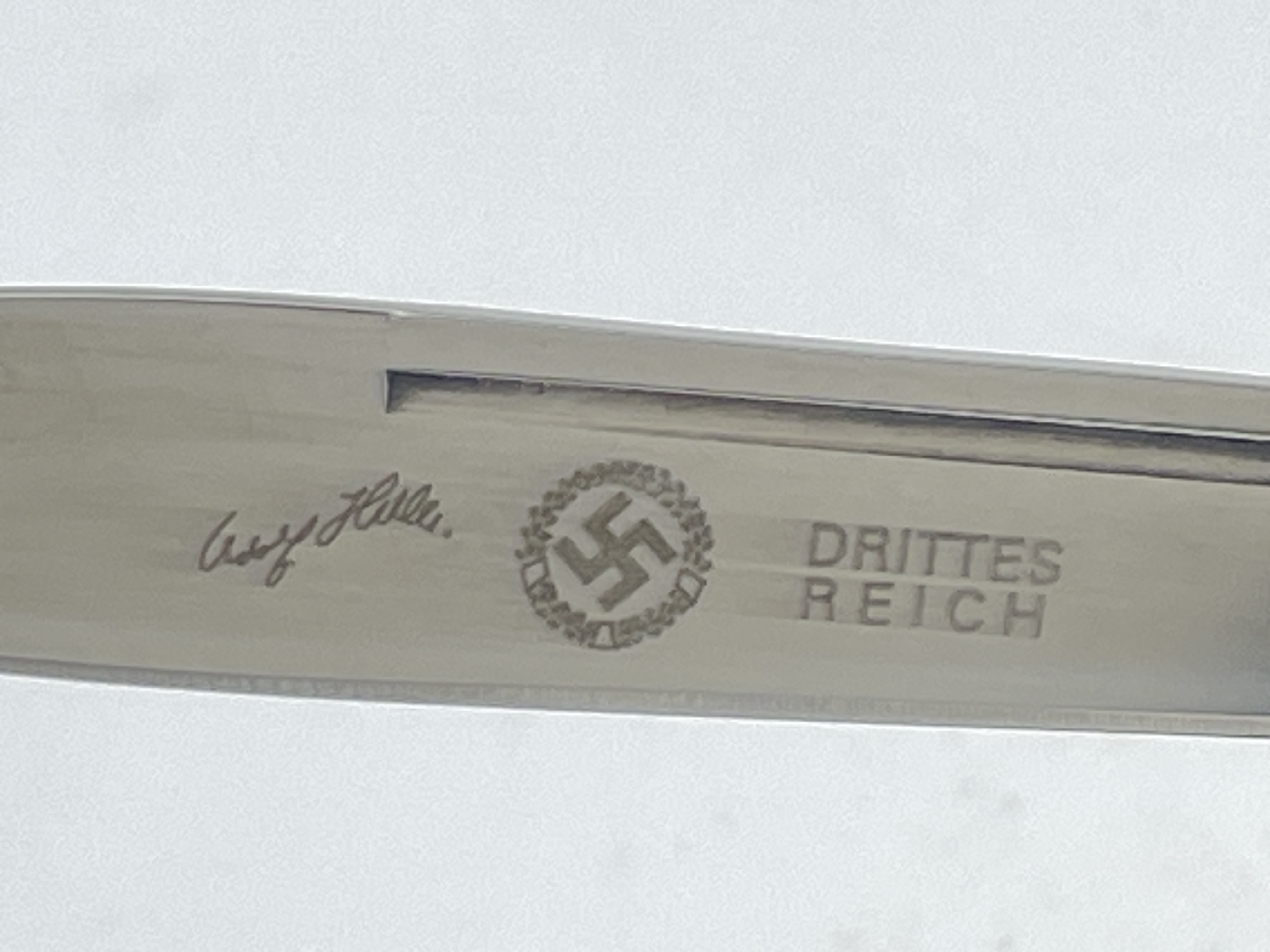 Drittes (Third) Reich Adolf Hitler Signature Nazi SS Brass Whittler IN BOX