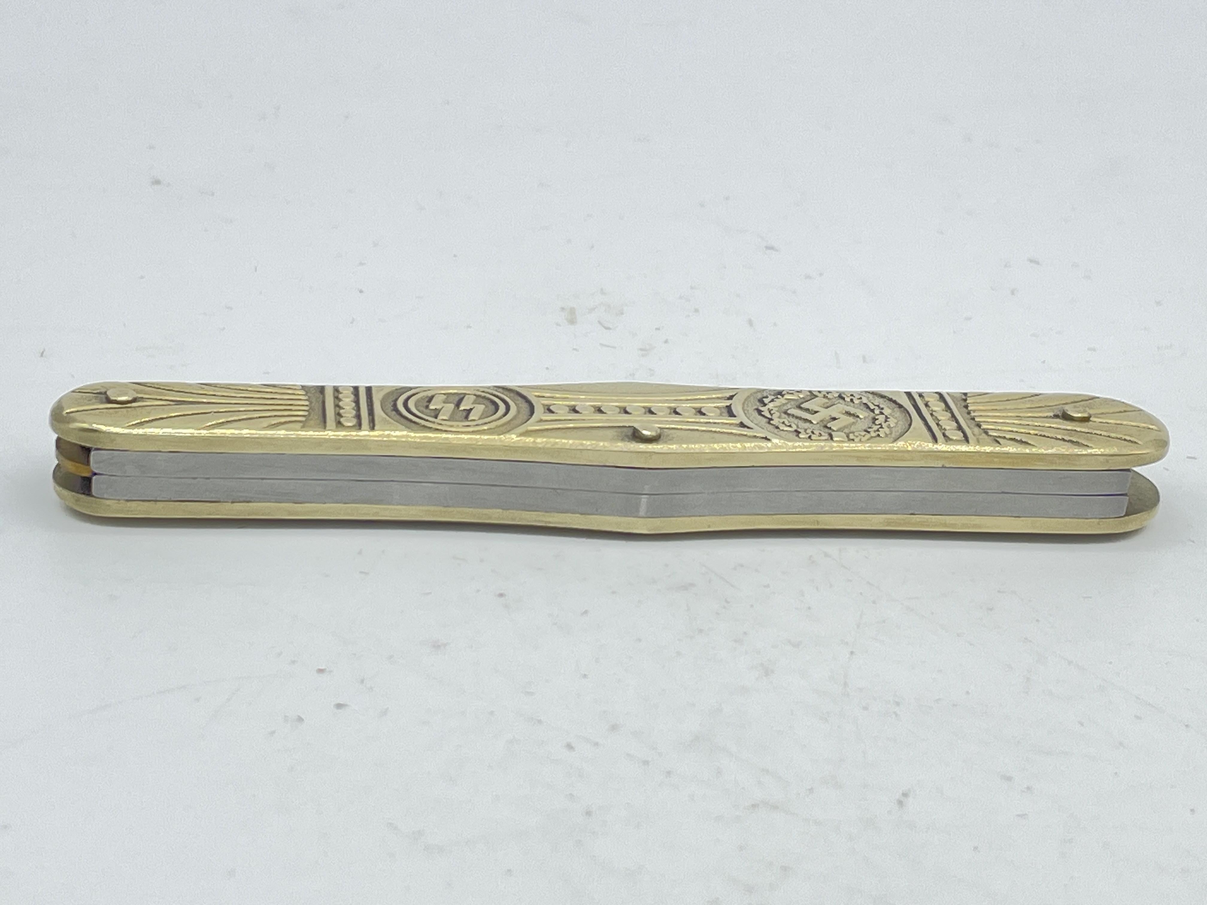 Drittes (Third) Reich Adolf Hitler Signature Nazi SS Brass Whittler IN BOX