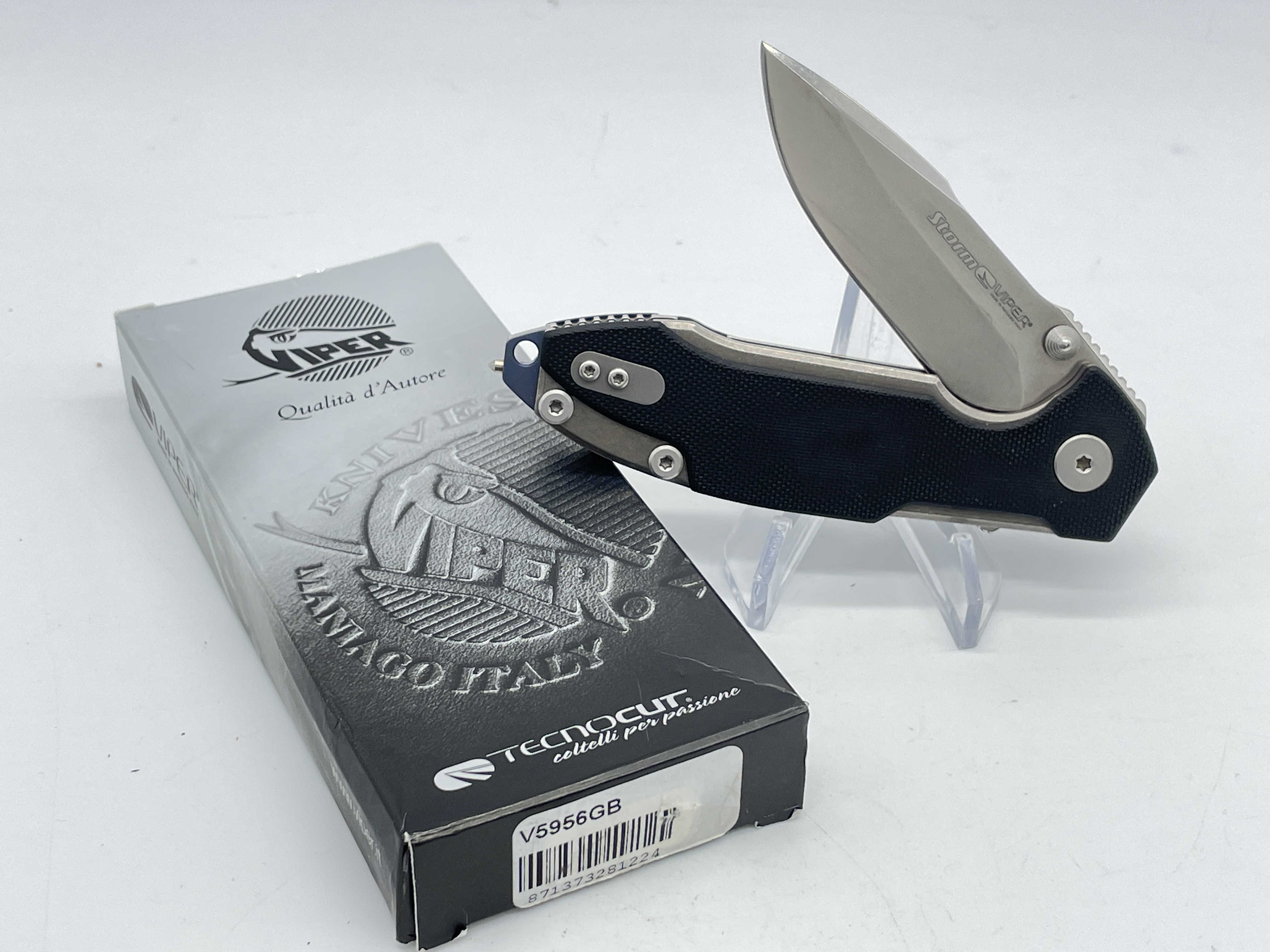 VIPER ITALY V5956GB Hinderer Design Black G10 Spanto Flipper Liner Lock ...