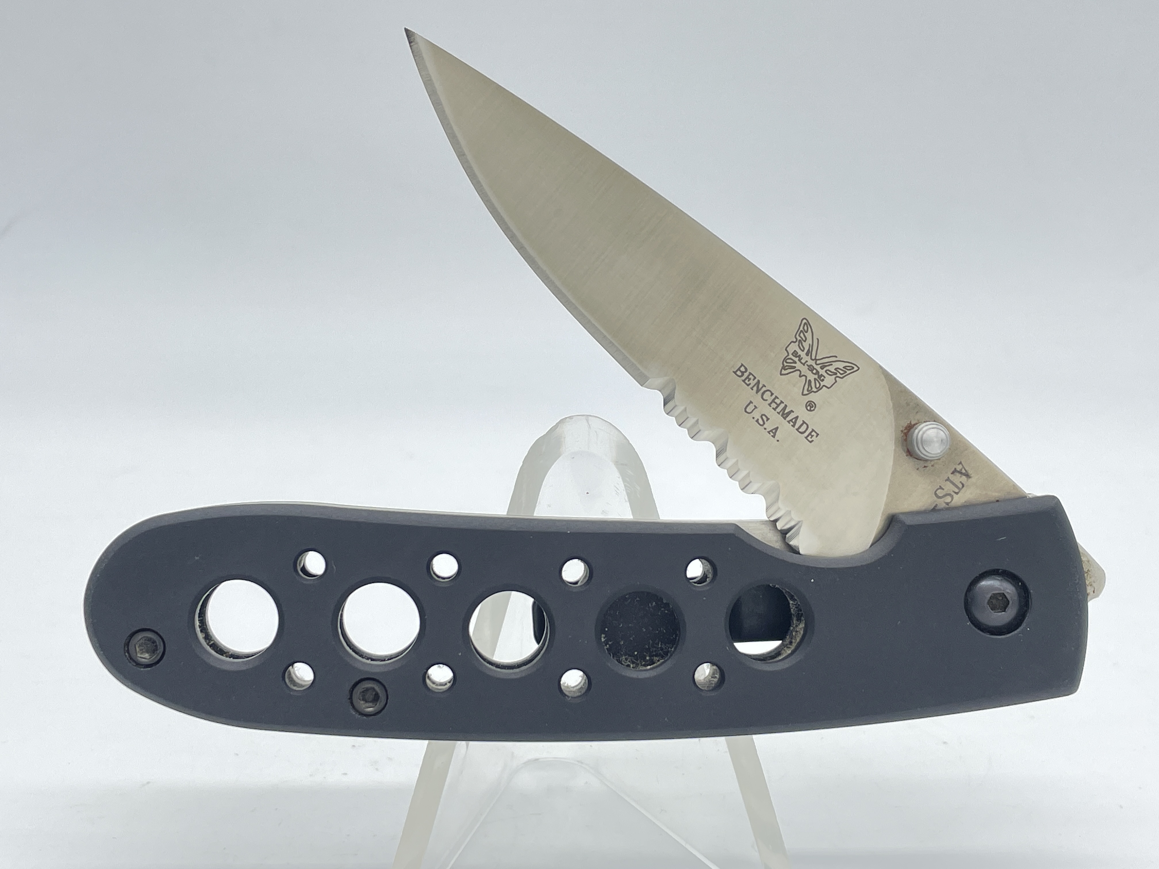 1990s BENCHMADE 625S Crawford Design Serrated Black Liner Lock Leopard MINT