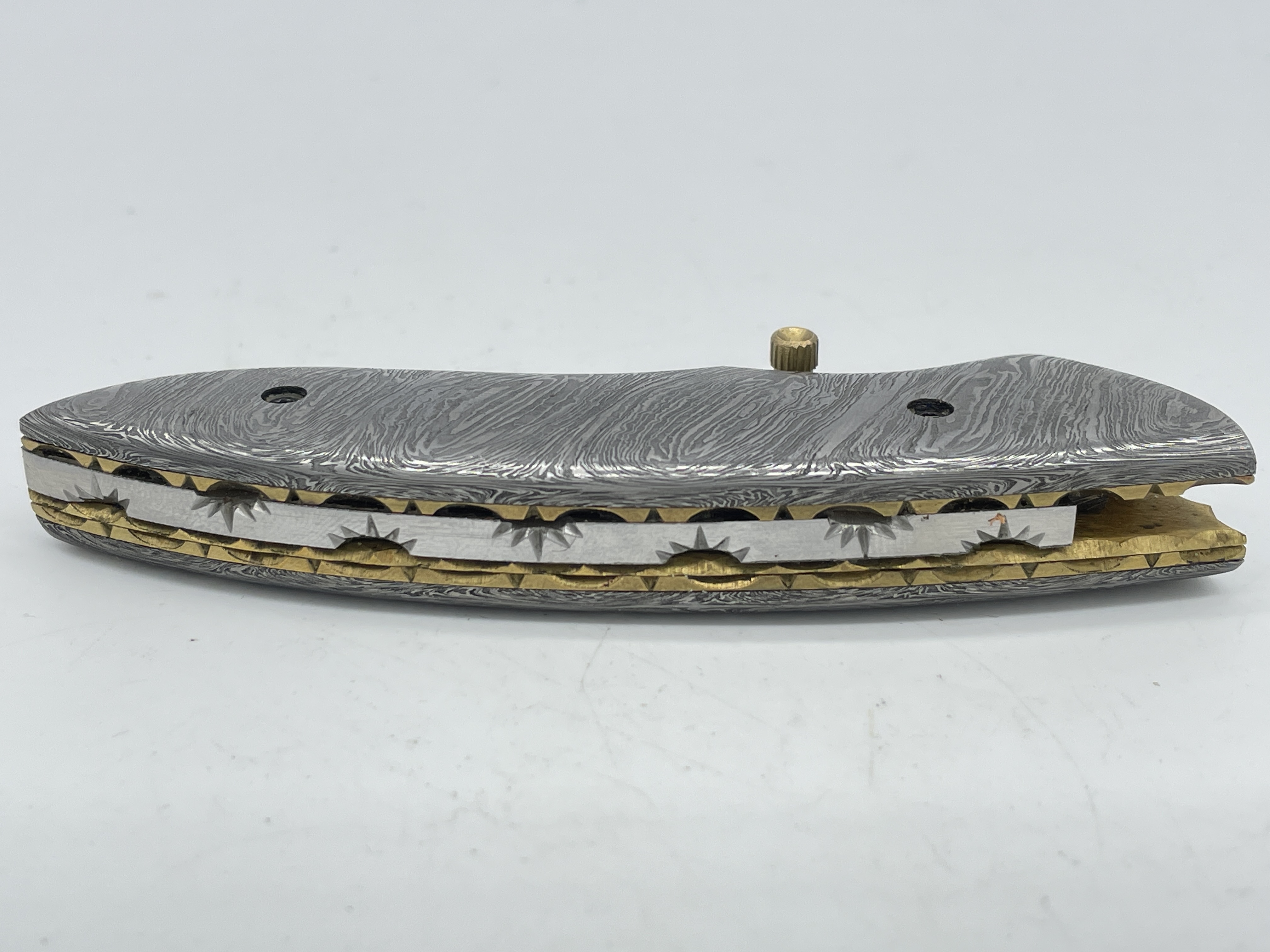 SPARK & HAMMER Custom Damascus Liner Lock MINT IN SHEATH