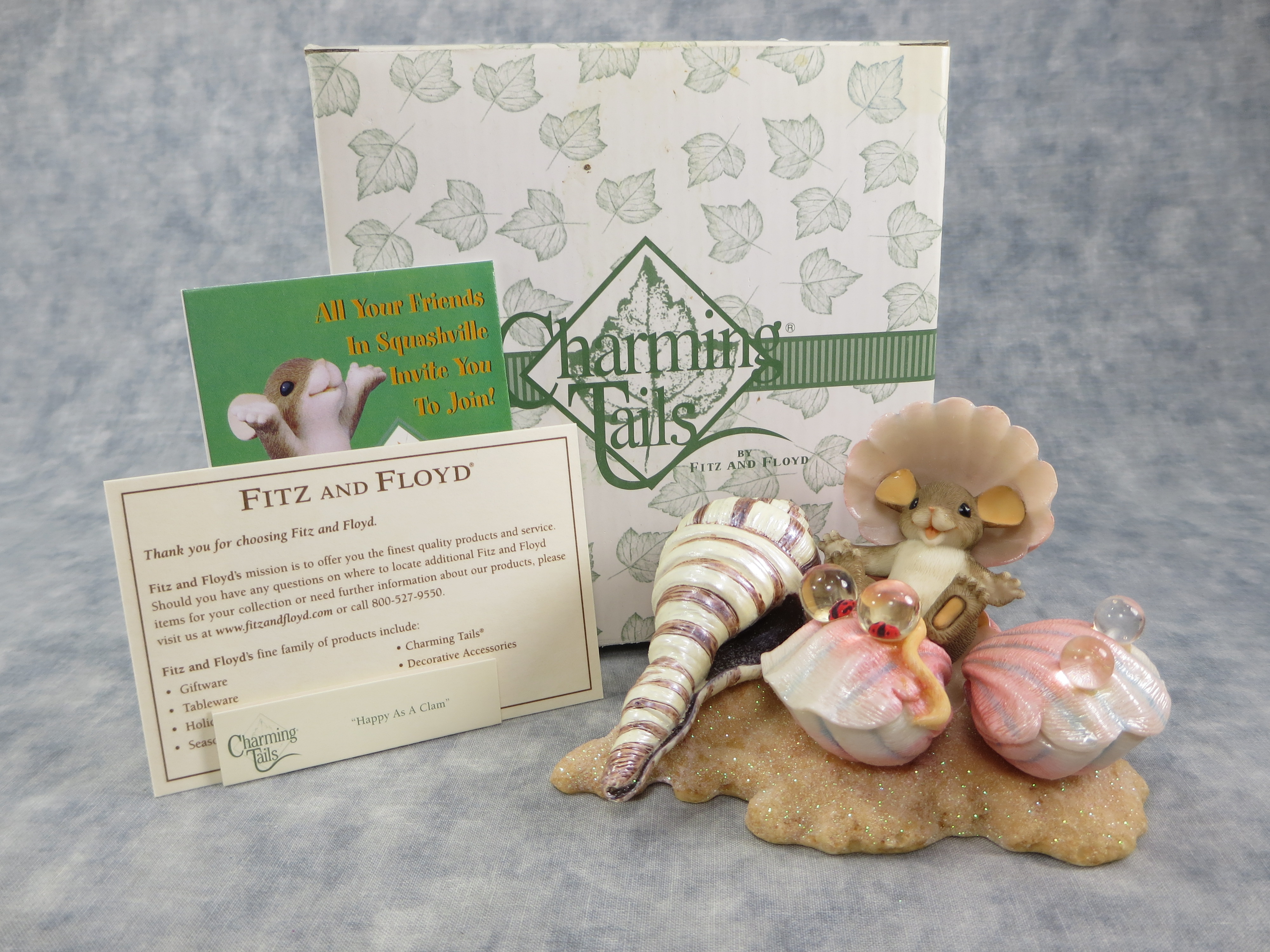 How much is HAPPY AS A CLAM 2-7/8 inch Mouse/Beach Seashell Figurine ...