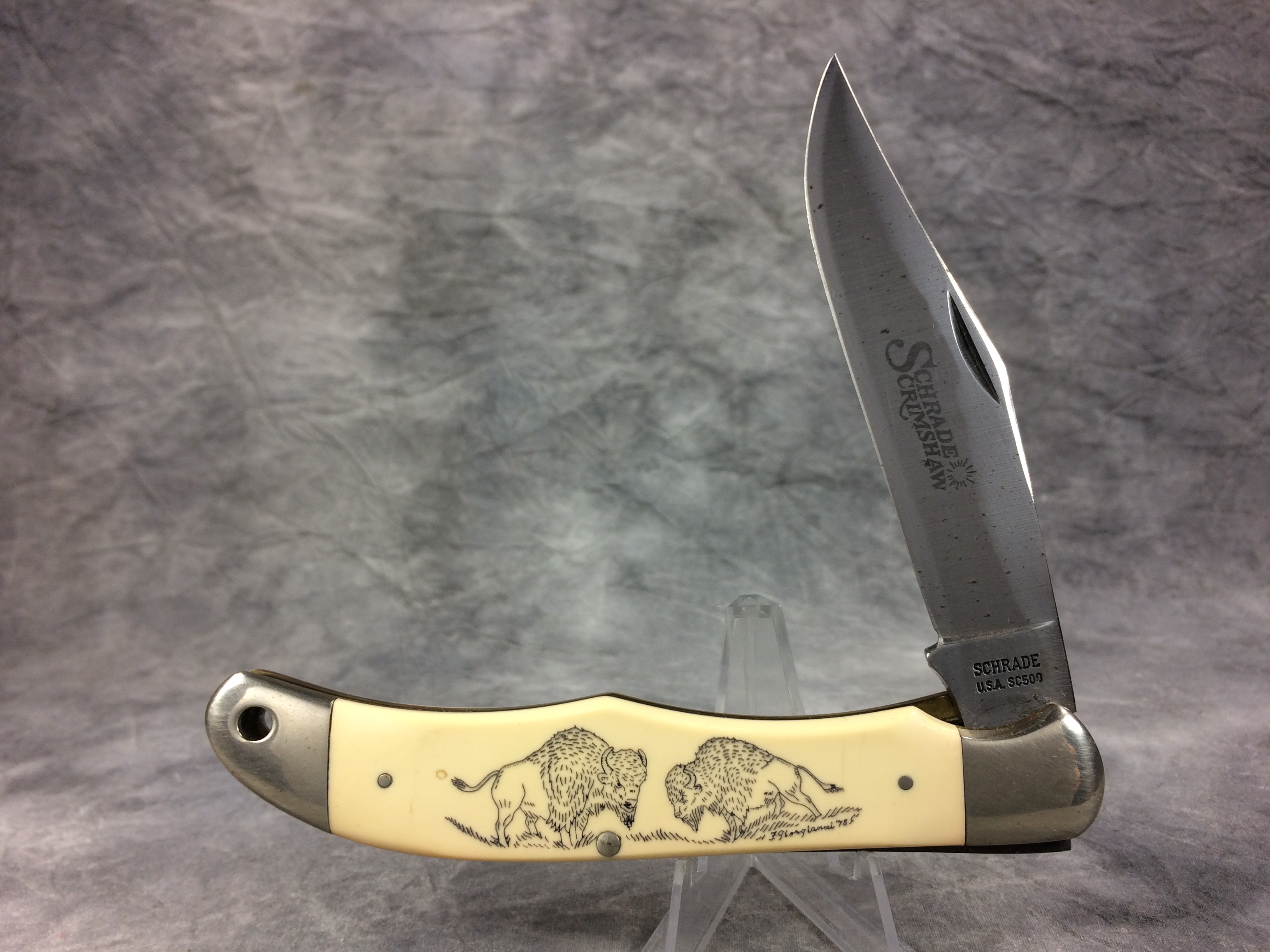 How much is SCHRADE SC-500 Scrimshaw Bison Lockback w/ Sheath worth ...