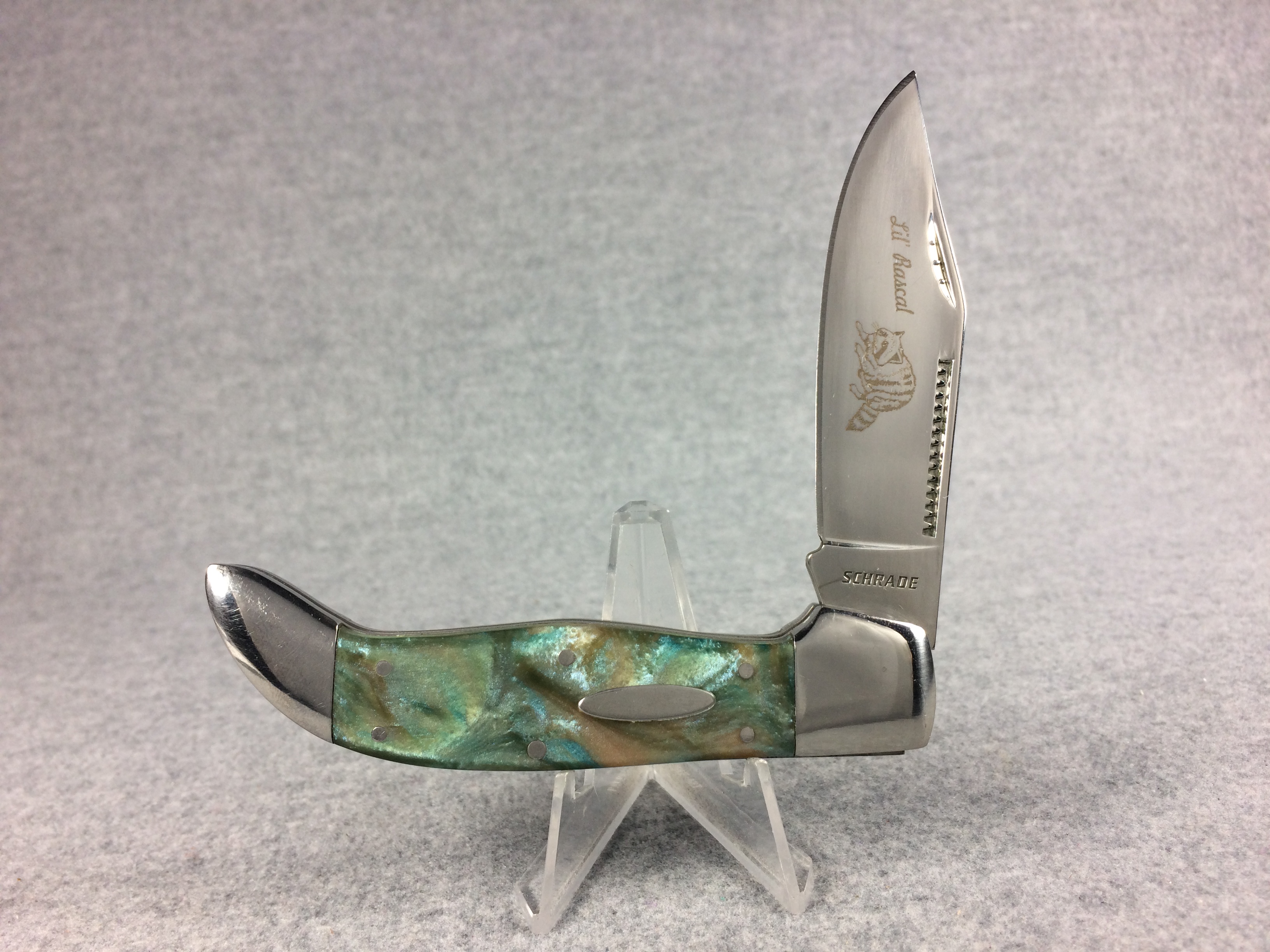How much is SCHRADE SCHLB1 "Lil' Rascal" Raccoon Teal Swirl Celluloid ...