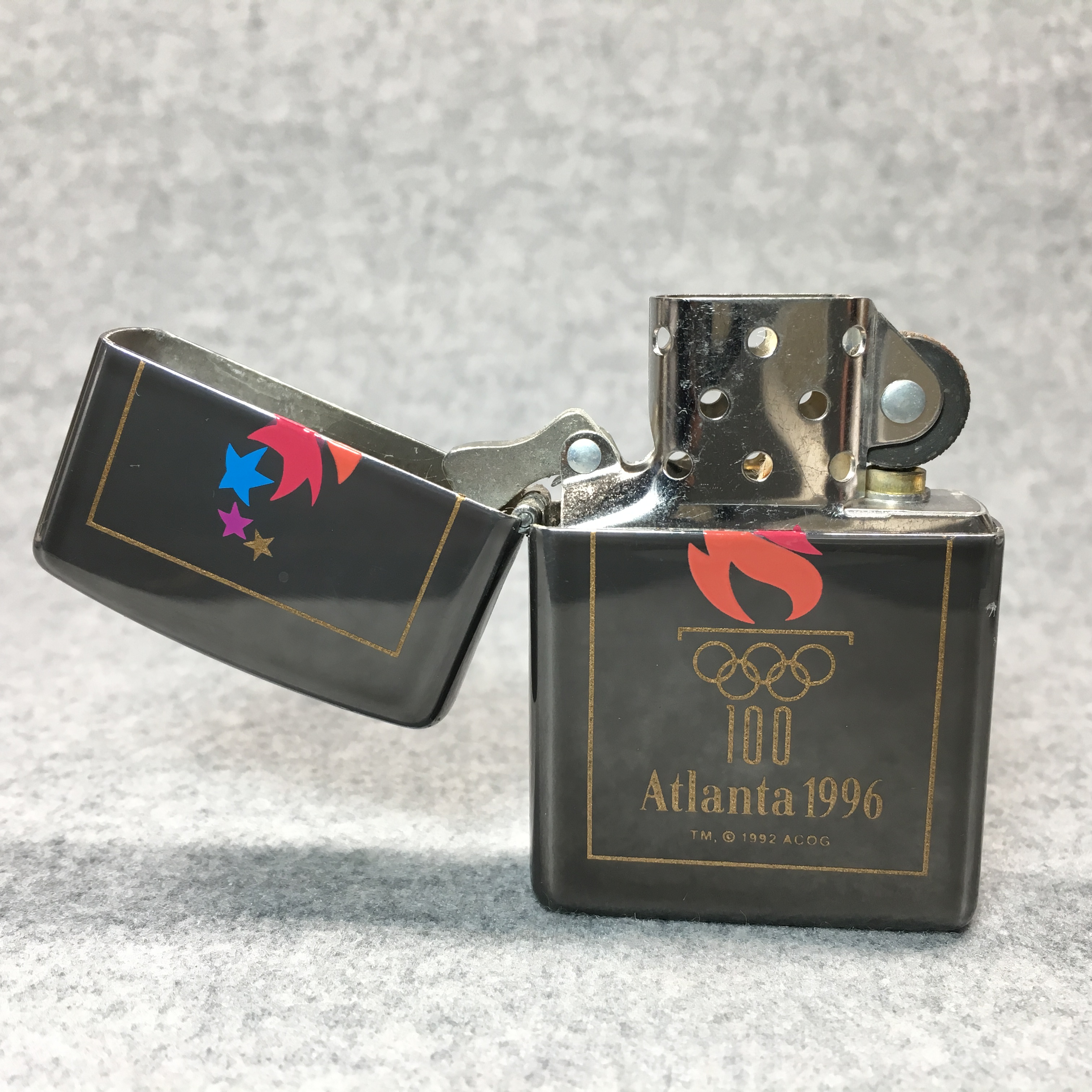 How much is ATLANTA 1996 OLYMPICS Color Flame Logo Gray Chrome Lighter ...
